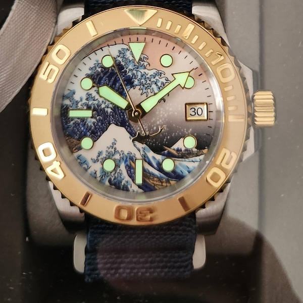 Vintage Change Watch Full Luminous Dial Oil Painting Dial C3 Luminous ...