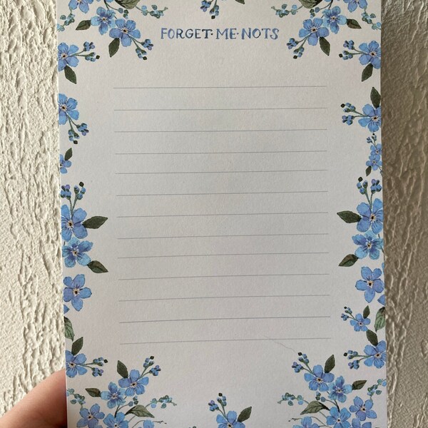 Forget Me Nots Watercolor Floral Notepad | Watercolor Notepad | Flower ...