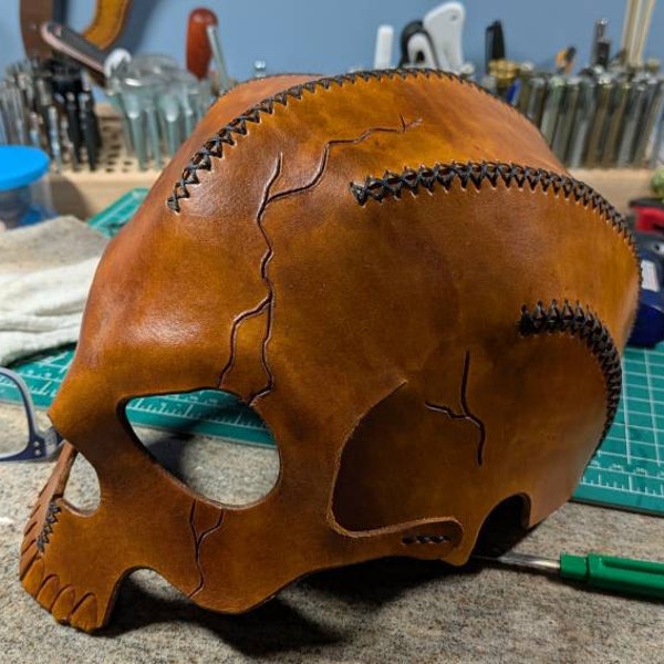 Skull Mask Leather Pattern PDF With Horns by Leatherhubpatterns - Etsy