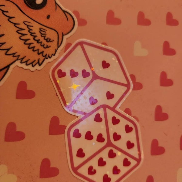 Heart Dice Sticker / Holographic Vinyl / Trendy Stickers / Valentine’s ...