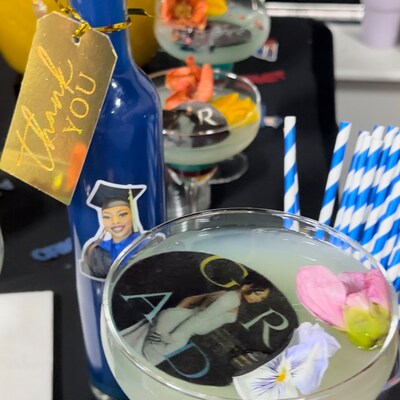 Custom Birthday EDIBLE Wafer Drink Topper, Cocktail Topper, Custom ...