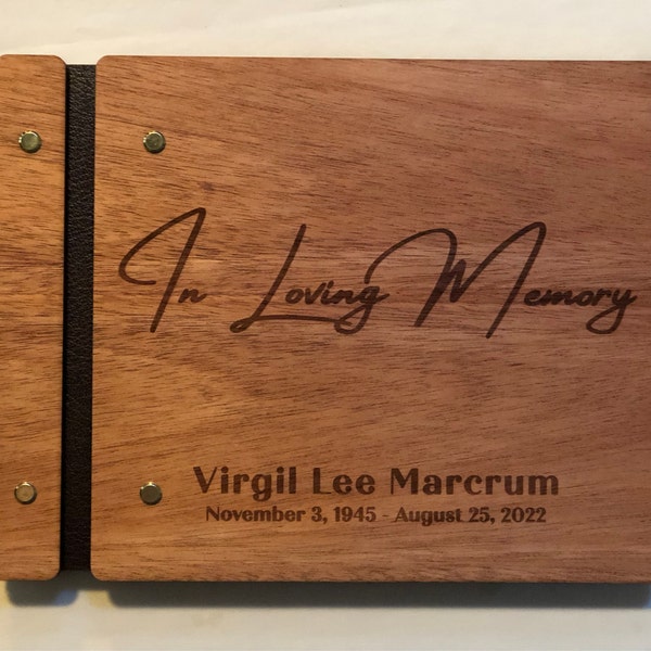 Custom in Loving Memory Memorial Guest Book - Wood Engraved Celebration ...