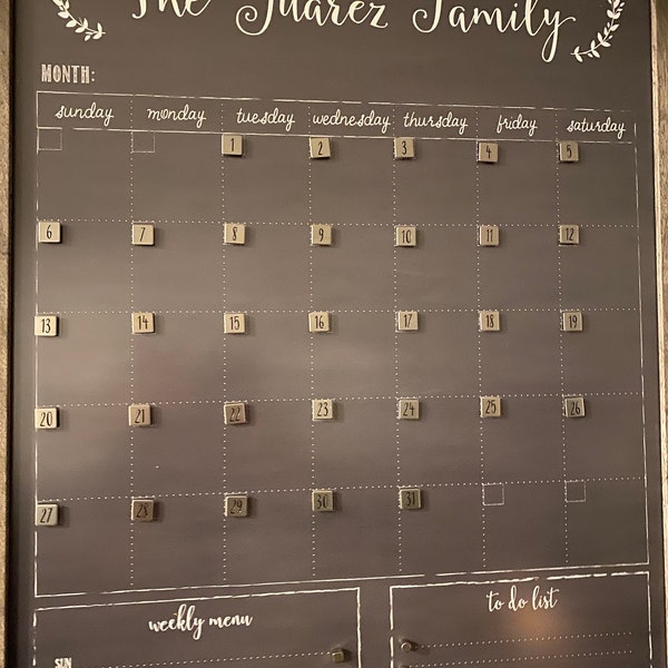 Personalized Calendar , Dry Erase Custom Chalkboard Calendar , Framed ...