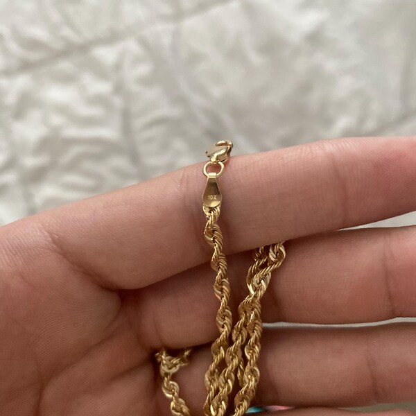 Genuine 14K Gold Rope Chain, 14K Real Gold Rope Chain, Ladies Gold ...