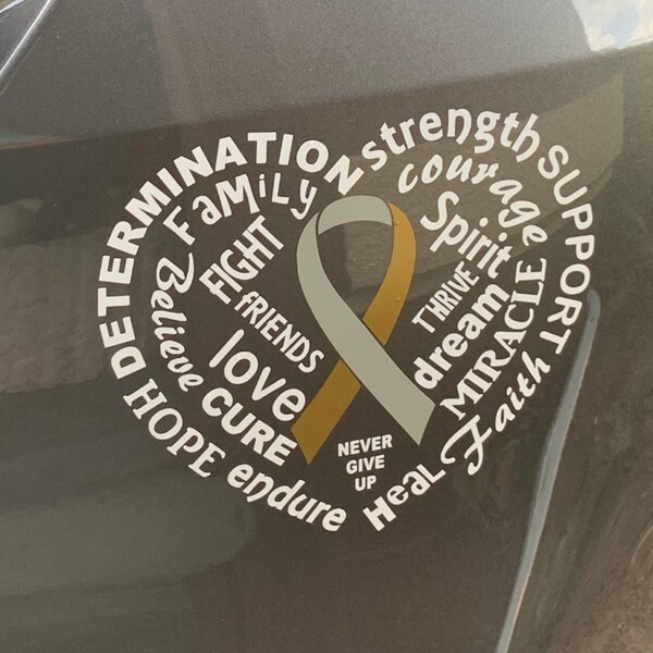 Metallic Gold Ribbon With Words Forming Heart Vinyl Decal(childhood ...