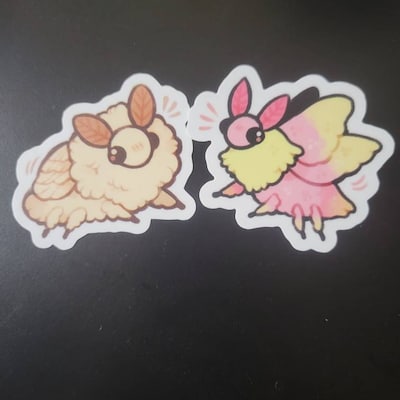 Fluffy Poodle Moth and Pink Lemonade Moth Sticker Set of 2 / Rosy Maple ...