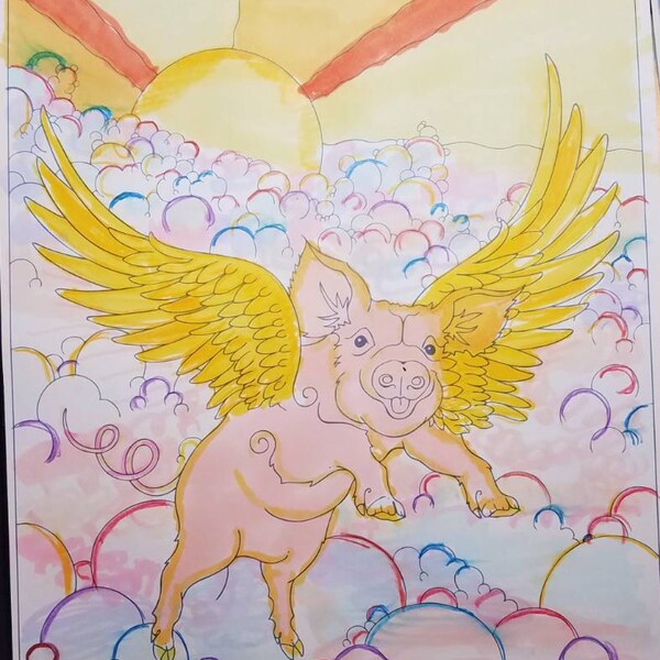 Flying Pig Downloadable PDF by Ruby Charm Colors: Print and Color Adult ...