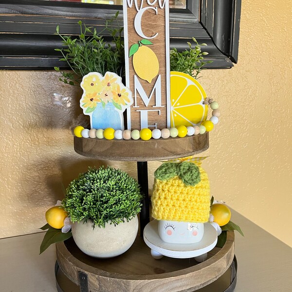 Fresh Lemonade, Lemon Decor for Kitchen, Dining Room, Tiered Tray and ...