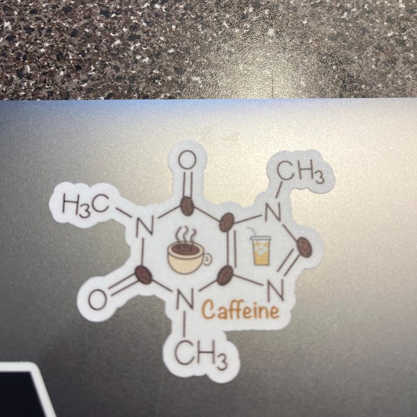Caffeine Molecule Sticker, Coffee Sticker, Coffee Lover Gift Ideas ...