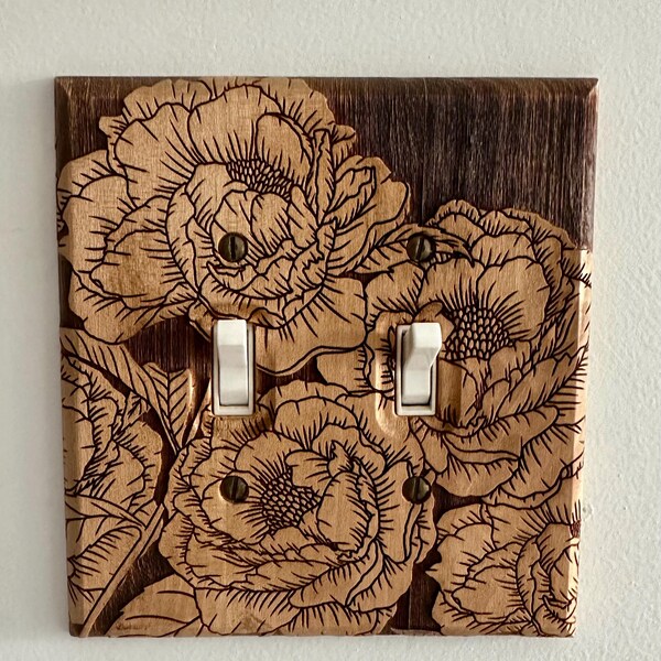 Double Engraved Wooden Lupin and Mount Baker Light Switch Cover - Etsy