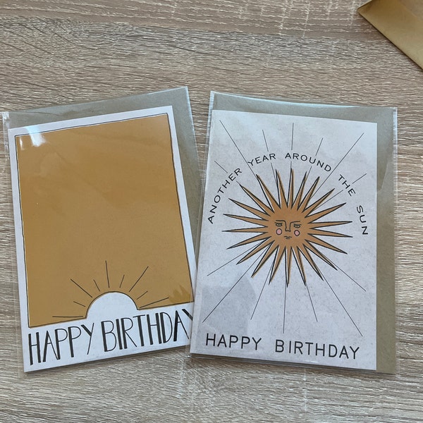 Happy Birthday Sun Mustard Yellow Greetings Card. A6 - Etsy