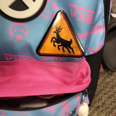 Cryptid Deer Warning Sign Triangle Button Cryptid Scp Badge Paranormal ...