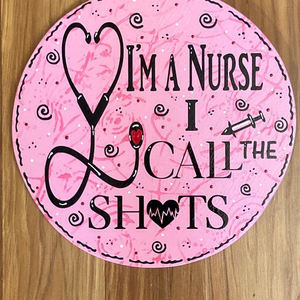 Personalized Circle NURSE DOCTOR Sign Medical Door Sign Wood Wooden EMT ...