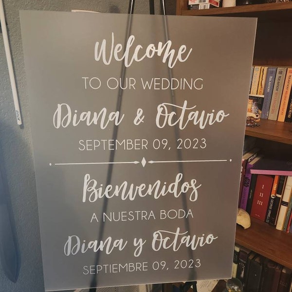 Bilingual SPANISH Clear, White, Frosted or Black Glass Look Acrylic ...