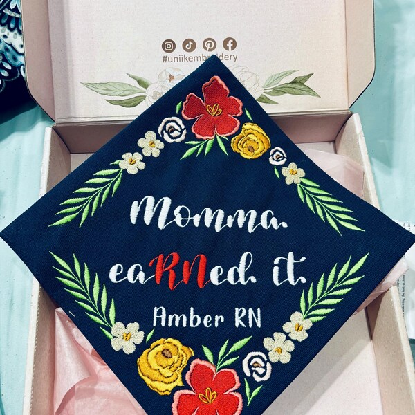 Embroidered Graduation Cap Topper Lemon Graduation Cap Decoration ...