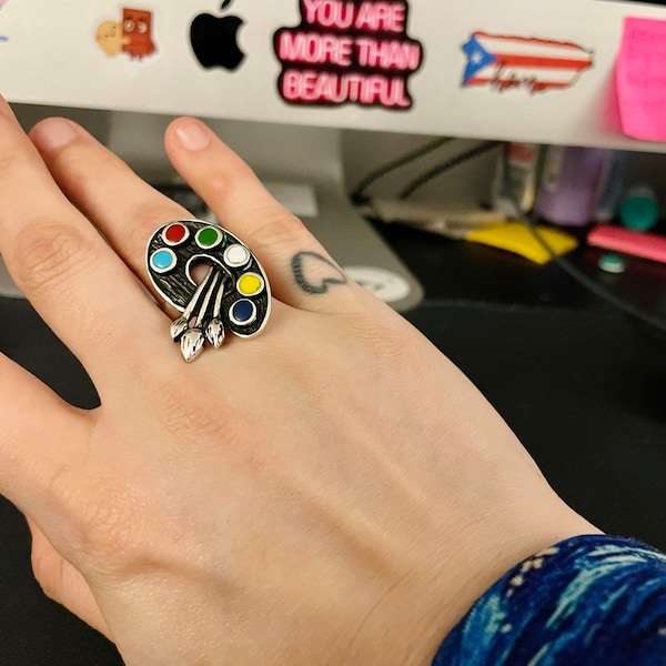 Art Palette Ring Art Palette Jewelry Silver Art Palette Ring Artist ...