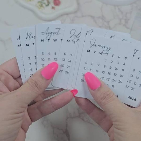 2026 Monthly Calendar Cards Glossy Laminated Cardstock Set of 12 ...