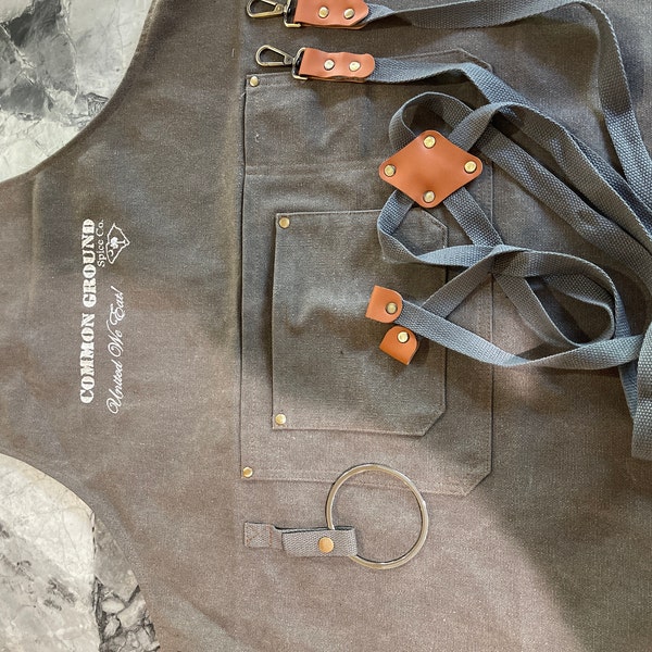 Personalized Bar Apron, Canvas Workshop Apron With Pockets, Custom Gift ...
