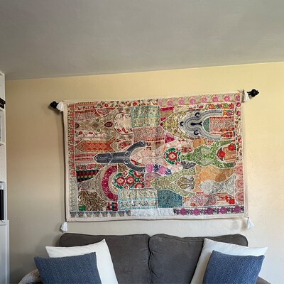 Wall Hanging Beige Patchwork Tapestry,cotton Indian Wall Tapestry ...