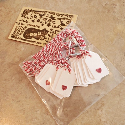 10 Tiny Gift Tags, Pink Heart Gift Tags, Handmade Gift Tags, Small Gift ...