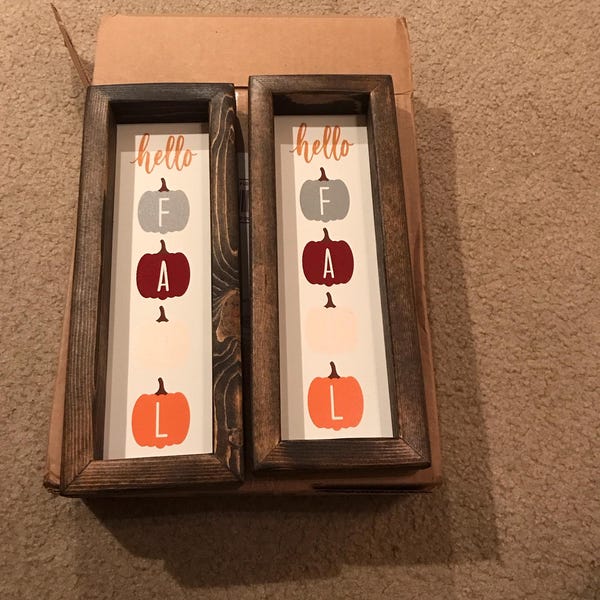 Hello Fall Pumpkins Wood Framed Sign, Fall Porch Sign, Halloween Decor ...