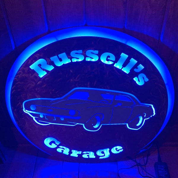 LED Lighted Garage Sign | Metal | Double Panel | Home or Business ...