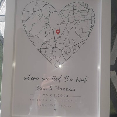 Personalised New Home Map Print & Frames House Shape Decor OS Location ...