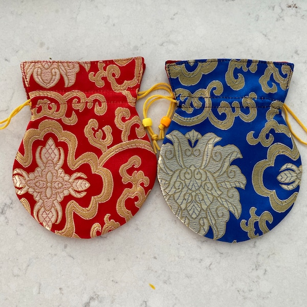 Tibetan Design Brocade Drawstring Mala Bag, Jewelry Bag, Prayer Beads ...