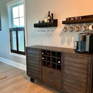 UNDER CABINET Mounted Rustic Wood Wine Rack Hanging Stemware | Etsy