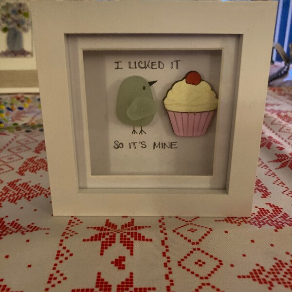 Cornish Sea Glass Art Frame Let the Sea Set You Free Coastal Scene ...