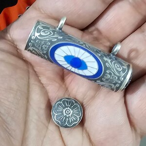 Cylinder Taweez Locket 925K Sterling Silver Necklace Pendant Silver ...