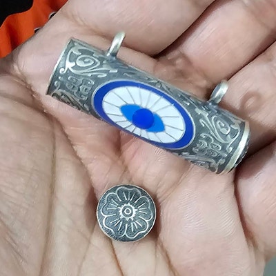 Cylinder Taweez Locket 925K Sterling Silver Necklace Pendant Silver ...