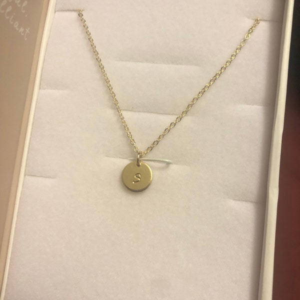 Initial Disc Necklace | Small Coin Initial Necklace | Gold Letter ...