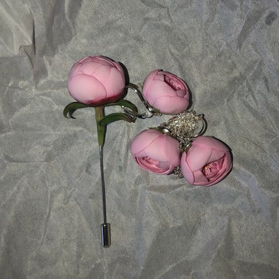 Pink Peony Lapel Pin for Men Pink Flower Lapel Pin Wedding Boutonniere ...