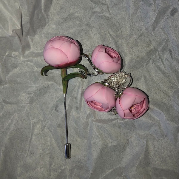 Pink Peony Lapel Pin for Men Pink Flower Lapel Pin Wedding Boutonniere ...