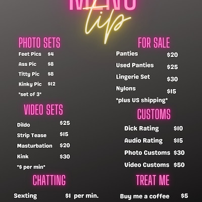 Onlyfans Tip Menu, Onlyfans Graphics Bundle, Six Editable Canva ...