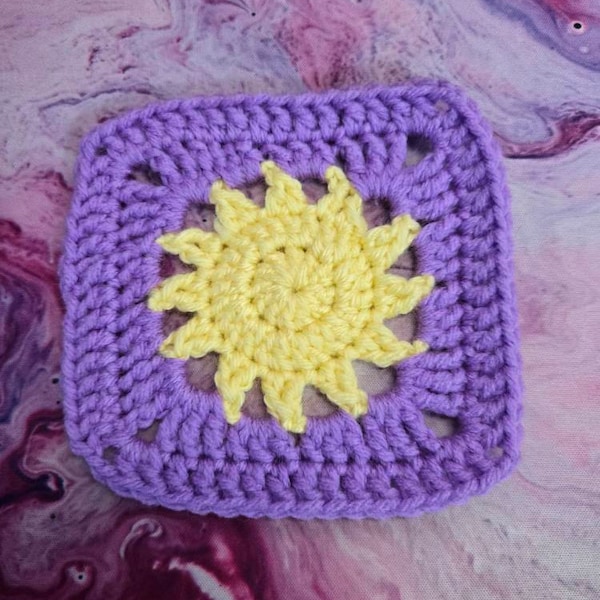Tangled Inspired Sun Granny Square Pattern | Sun Granny Square Crochet ...