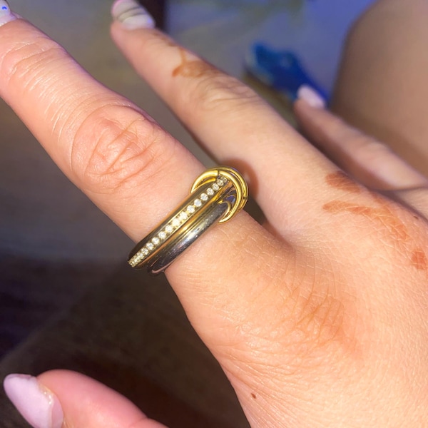 Two Toned Mixed Metal Ring | Interlocked Connector Fidget Ring | Gold ...