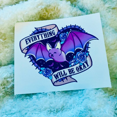 Bat Vinyl Sticker, Halloween Sticker, Pastel Goth Sticker, Positivity ...
