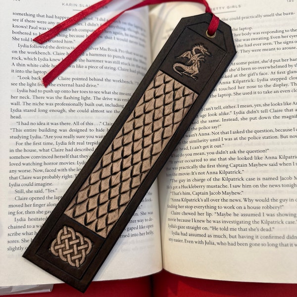 Leather Dragon Scale Bookmark, Handmade Scales and Celtic Knotwork ...