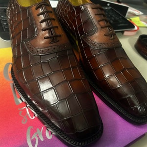 Bespoke Handmade Goodyear Welted Hand Stitched Artisan Blue Crocodile ...