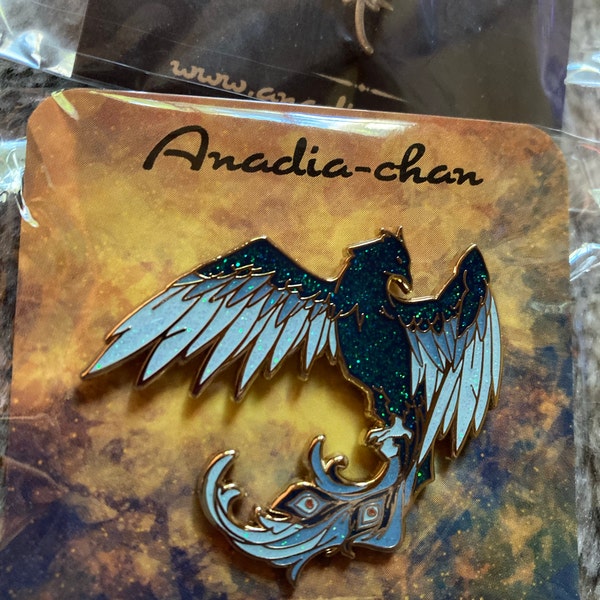 Original Phoenix Fire and Ice Hardenamel Pins Gold Plated With Glitter ...