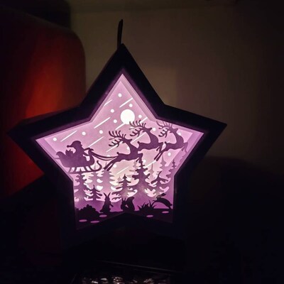 Pack 4 Merry Christmas Hanging Star Lantern Shadow Box SVG Template ...
