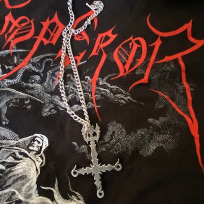Black Metal Trident Pendant Lucifer Thelema Necklace Satanic - Etsy