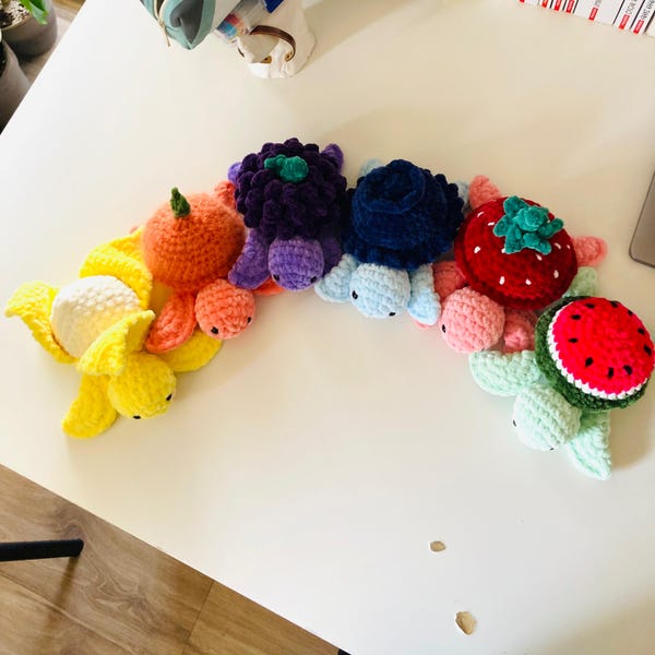 Pattern 3 in 1 Crochet Fruit Turtle PDF Download No Sew Amigurumi ...