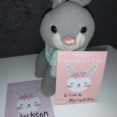 Bunny Valentine's Day Cards for Kids Hoppy Rabbit Valentine Card ...