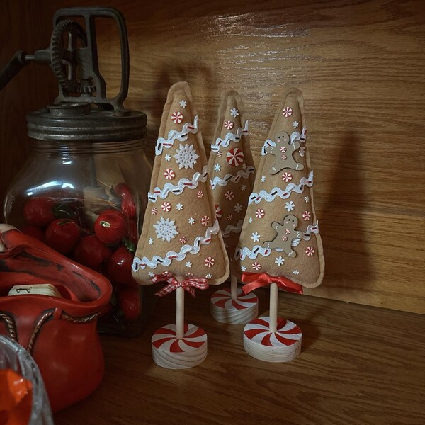 Whimsical Gingerbread Christmas Trees / Tiered Tray Decor / Christmas Decor / Christmas Trees ...