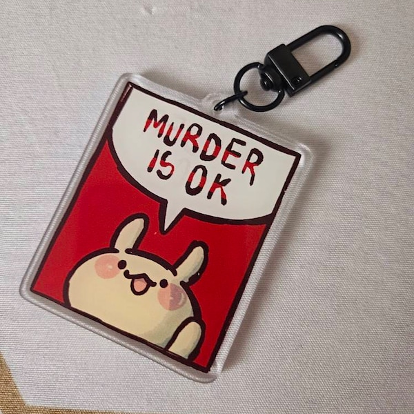 Questionable Bunny Acrylic Keychain - Cute Acrylic Double Sided ...