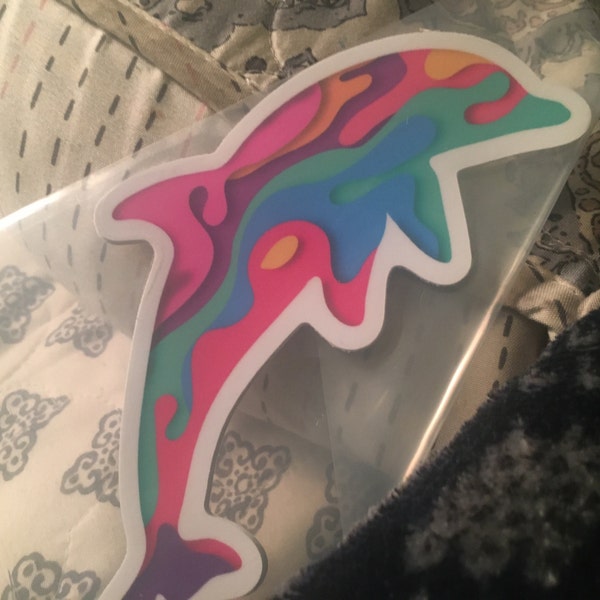 Color Dripping Dolphin Sticker Printed Digital Vinyl Vehicle Beach ...