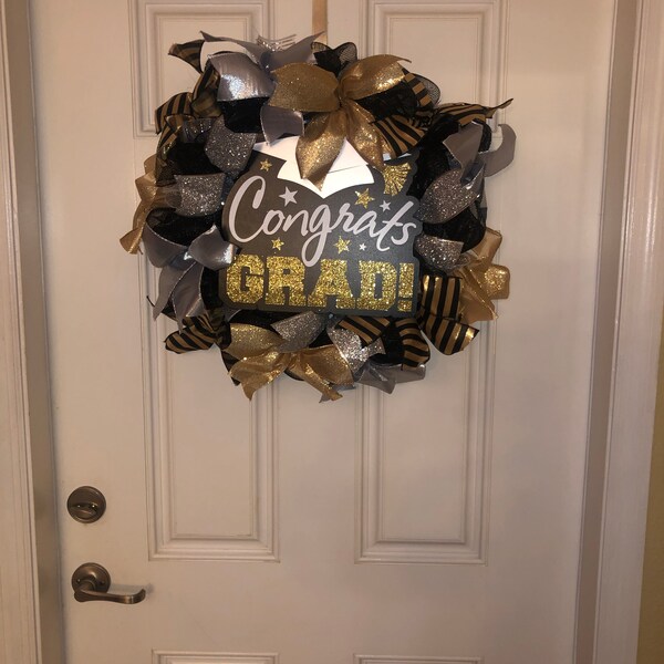 Graduation Wreath, Congrats Grad, Graduation Decor Graduation Front ...